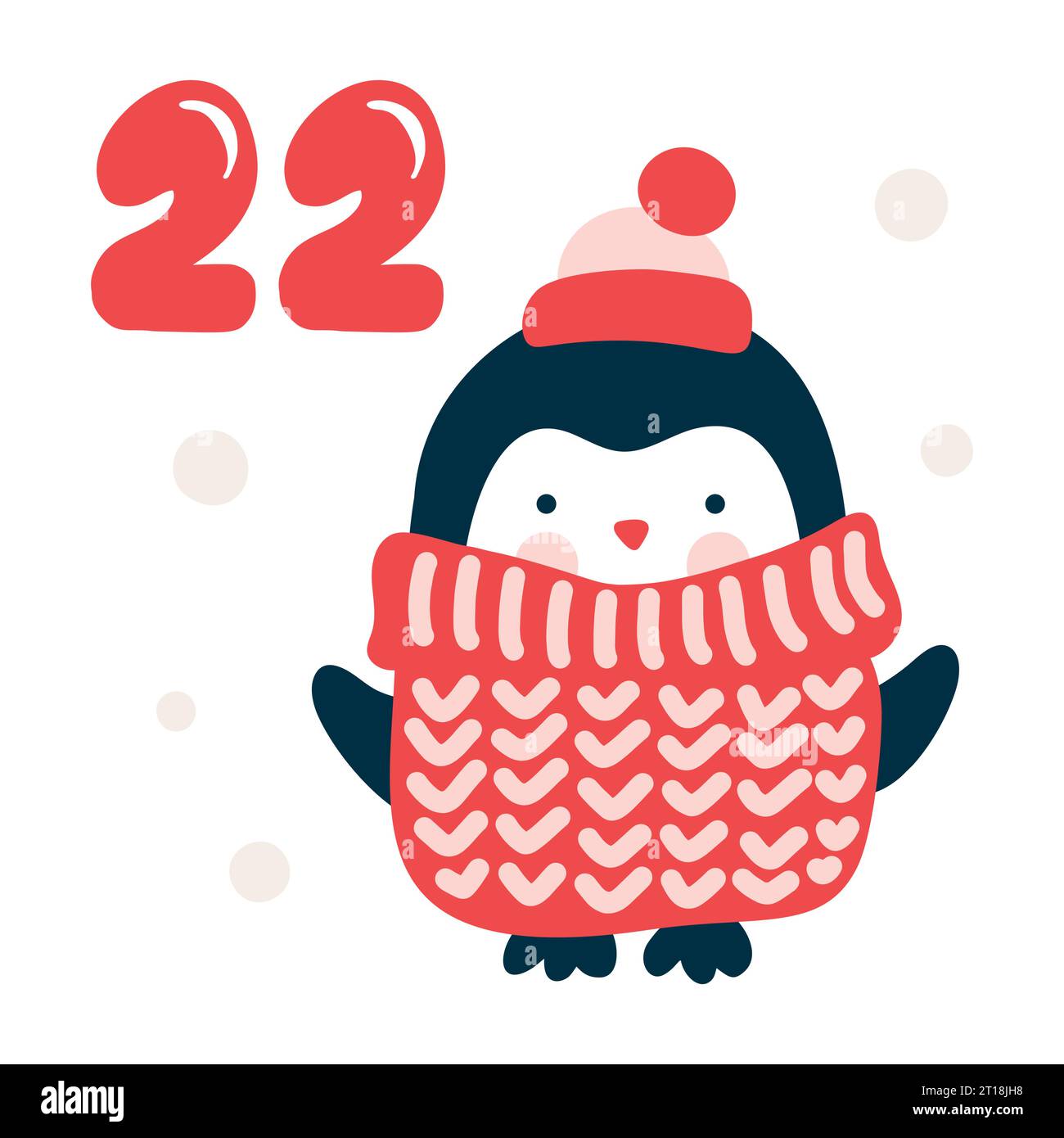 Christmas advent calendar with hand drawn element penguin. Day twenty ...