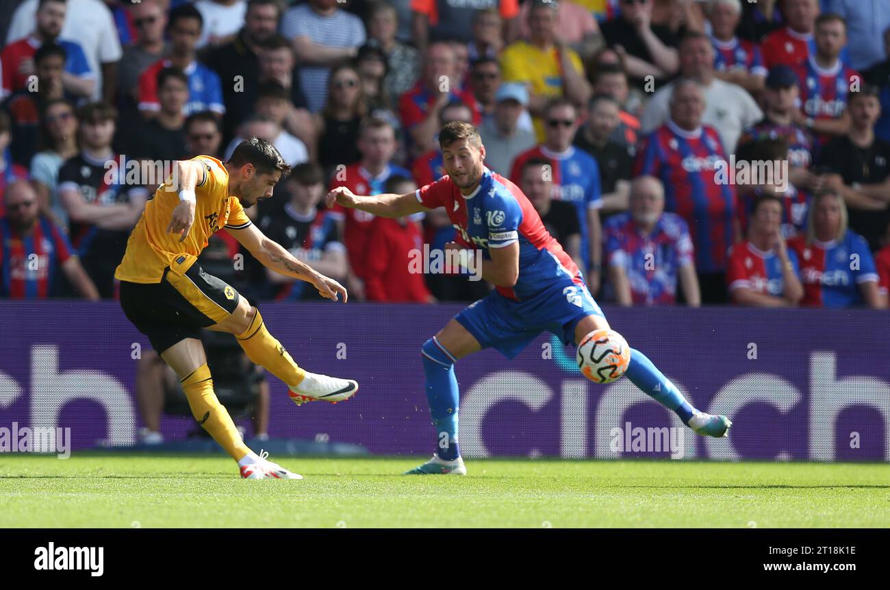 Pedro Neto of Wolverhampton Wanderers has a shot on goal saved ...