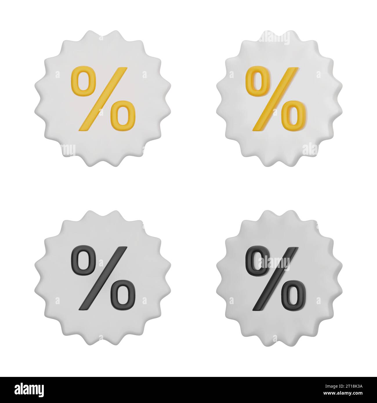 3D vector label with percent symbol. Yellow and black discount sign on ...