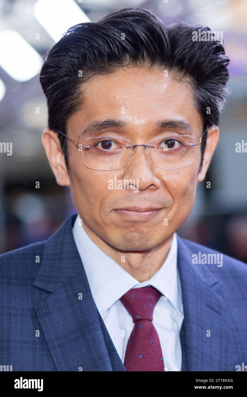 Kazu Hiro poses for photographers upon arrival for the premiere the film 'Maestro' at the 2023 ...