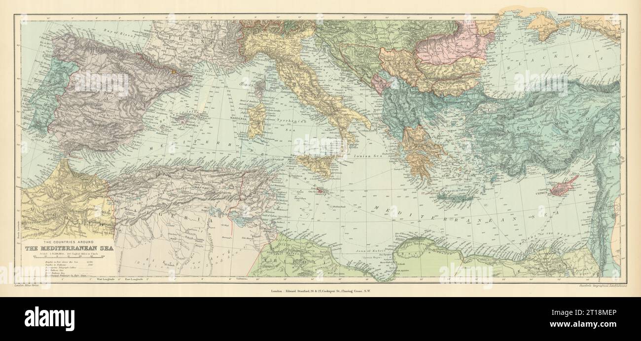 Mediterranean countries map hi-res stock photography and images - Alamy