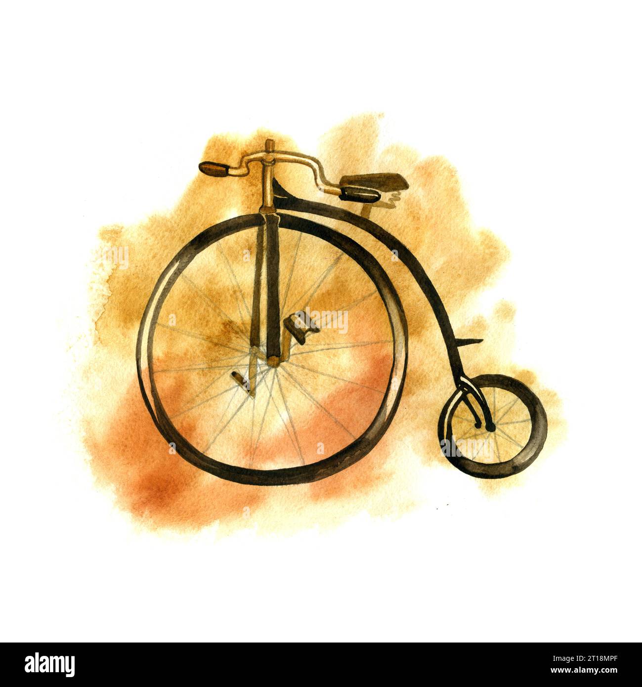 Watercolor illustration of vintage old retro bike Stock Photo - Alamy