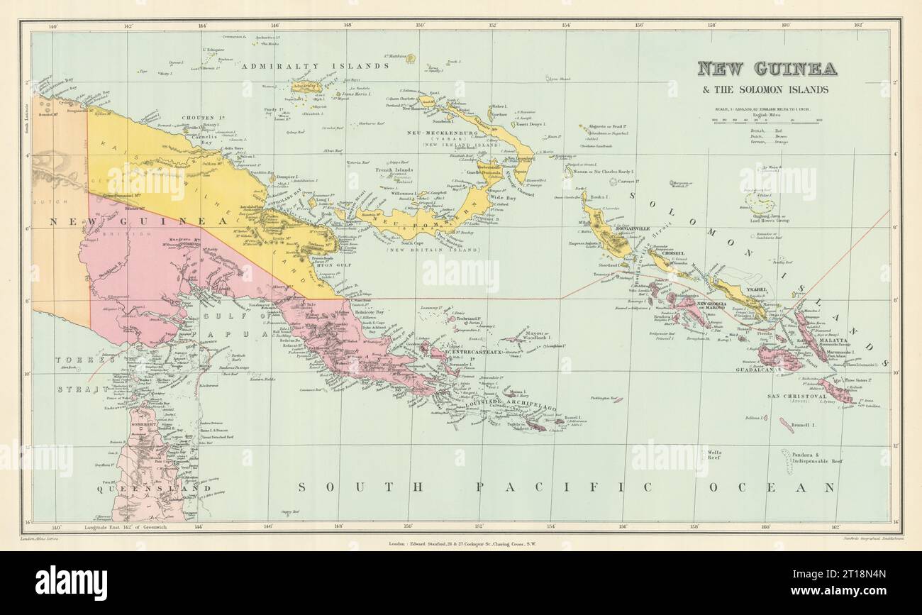 New Guinea & Solomon Islands. Bismarck Archipelago. STANFORD 1894 old ...