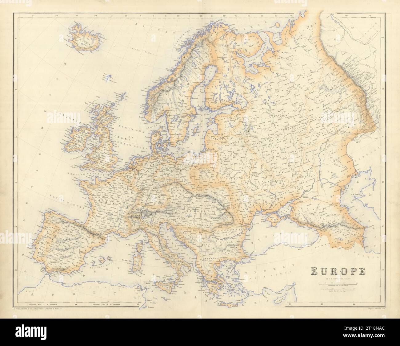 Europe by G.H. SWANSTON 1860 old antique vintage map plan chart Stock ...