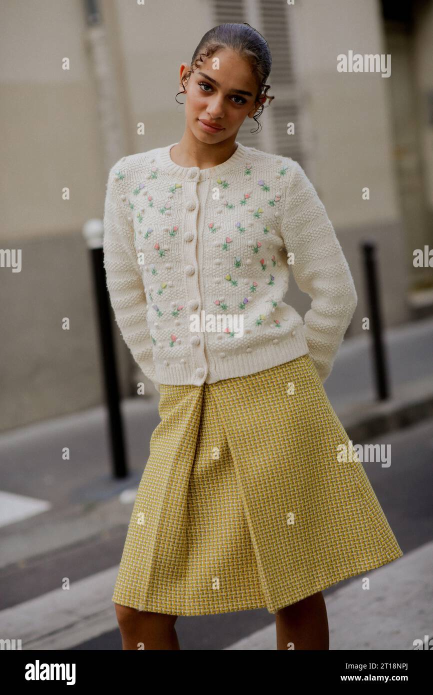Street style, Liberty Love arriving at Paul and Joe Spring Summer 2024 ...