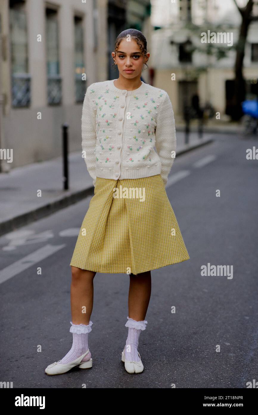 Street style, Liberty Love arriving at Paul and Joe Spring Summer 2024 ...