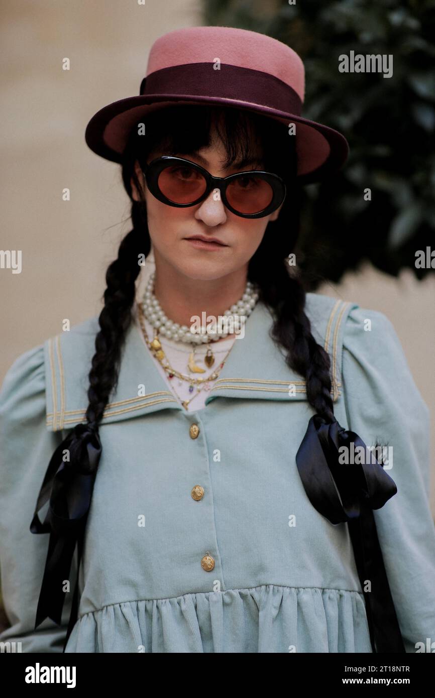 Street style, Tyche Agatha arriving at Paul and Joe Spring Summer 2024 ...
