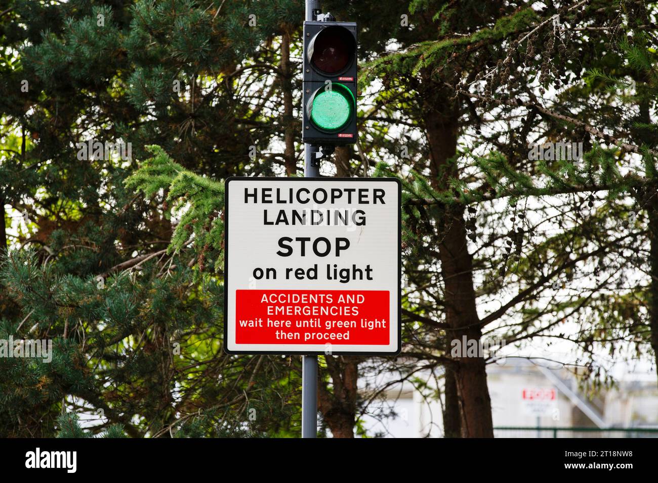 Helicopter landing stop showing green light at Royal Devon & Exeter ...