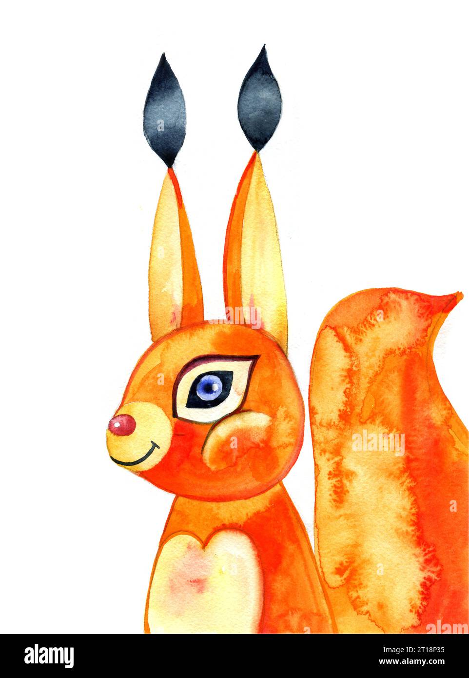 Squirrel Woodland Animal Side view Watercolor hand-painted Illustration ...