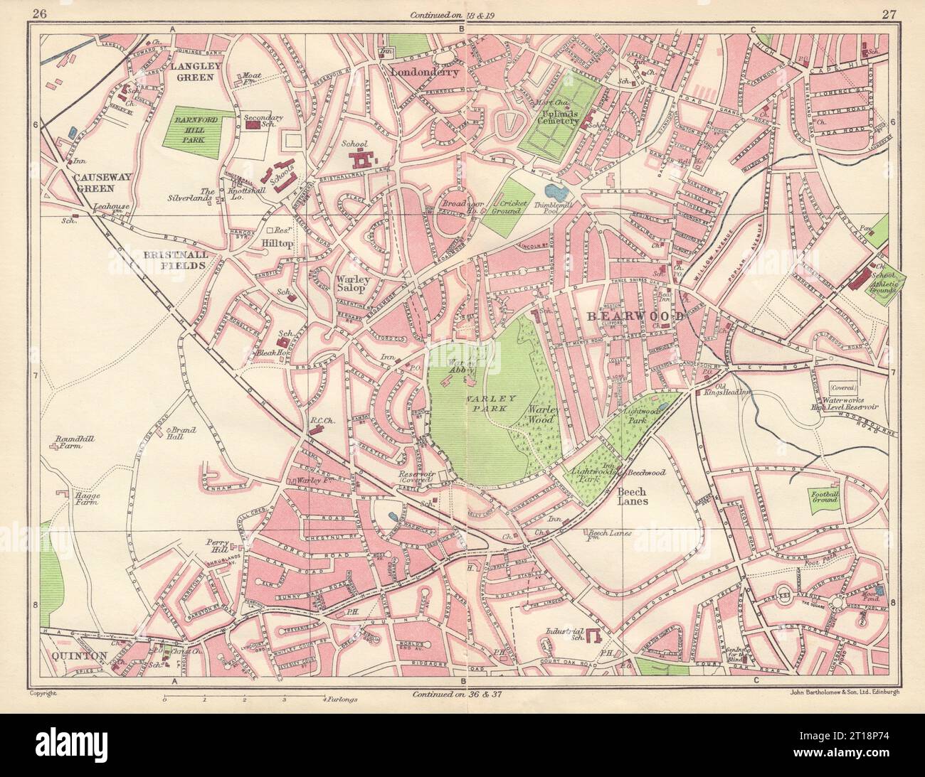 BIRMINGHAM WEST Langley Green Bristnall Fields Bearwood Edgbaston 1954 ...