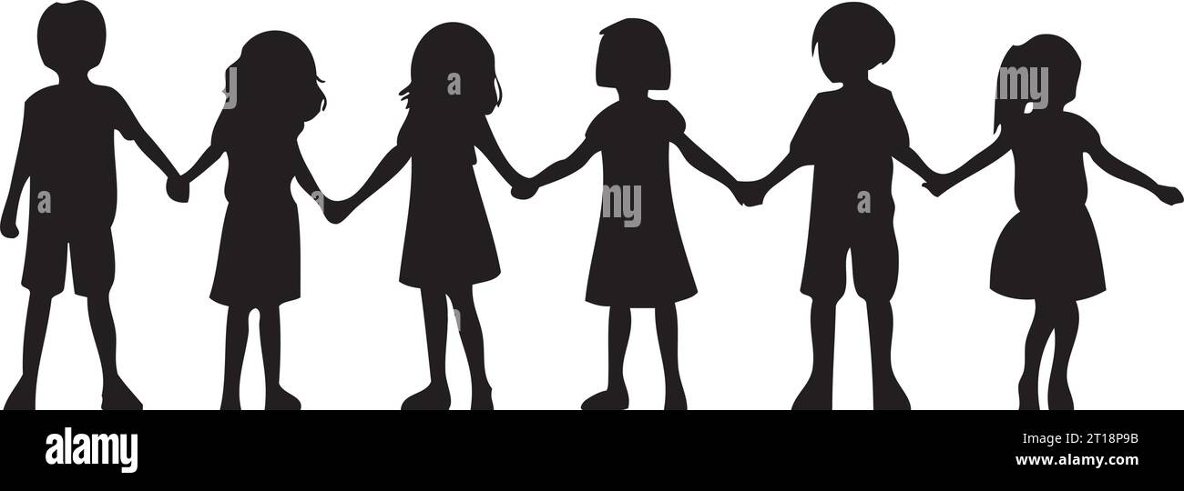Children Holding Hands Vector