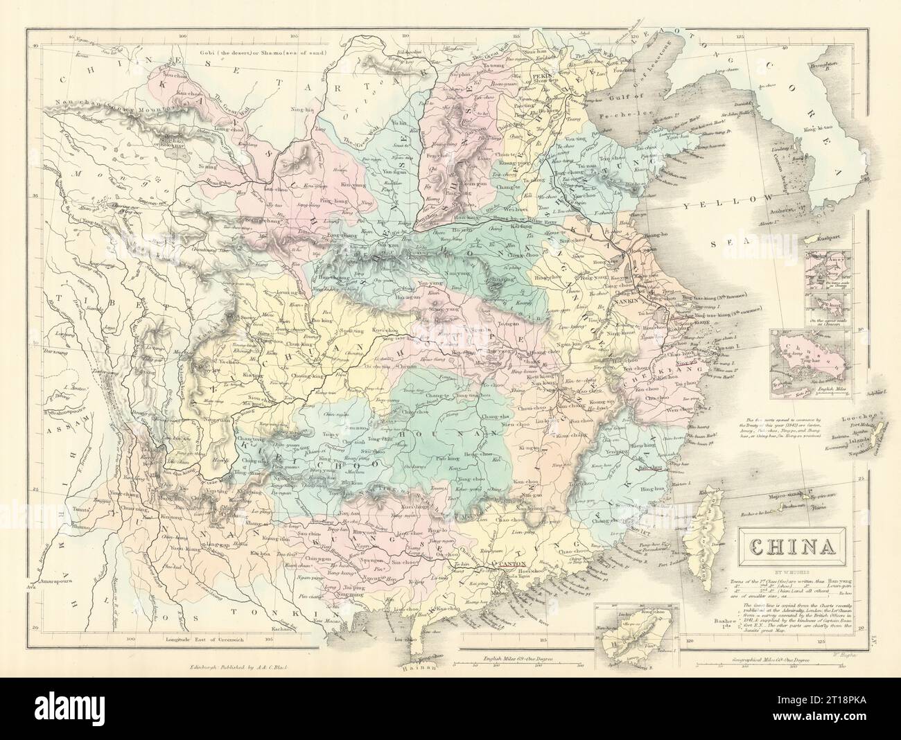 China showing provinces & Great Wall. 1842 Treaty Ports. WILLIAM HUGHES ...