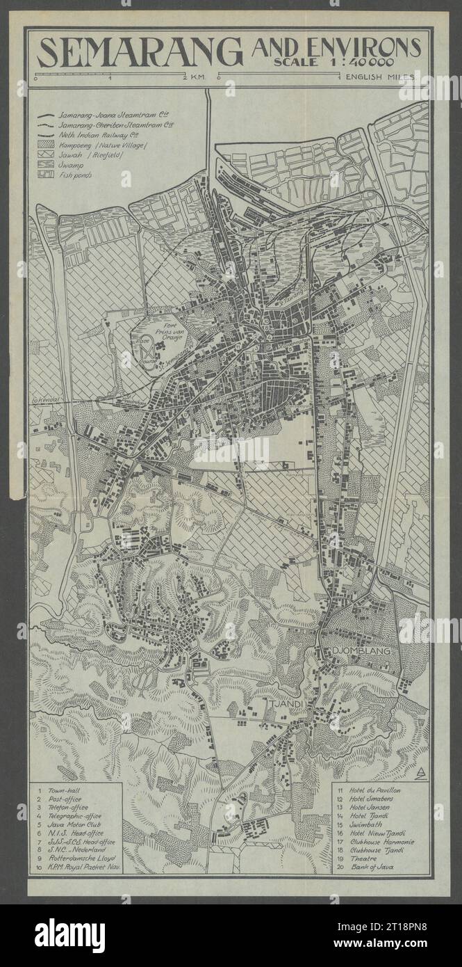 Semarang & environs. Town city plan. Java, Indonesia. VAN STOCKUM 1930 ...