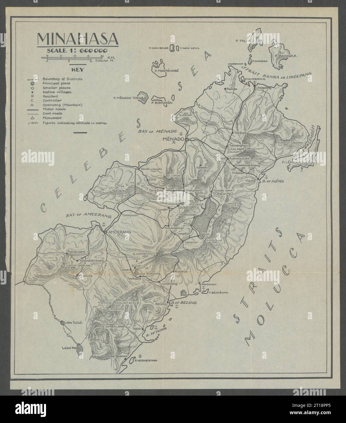 Minahasa. North Celebes/Sulawesi, Dutch East Indies. VAN STOCKUM 1930 old map Stock Photo - Alamy