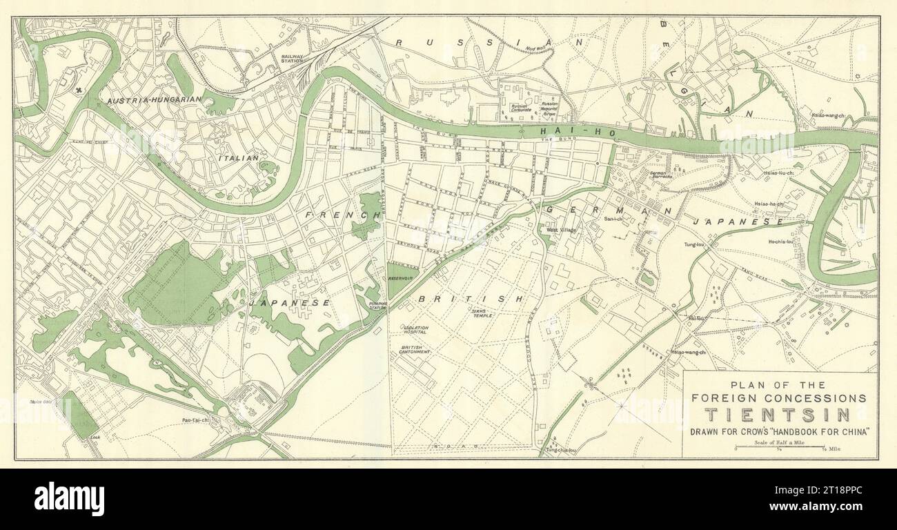 Plan of the Foreign Settlements in Tientsin by Carl Crow. Tianjin China ...