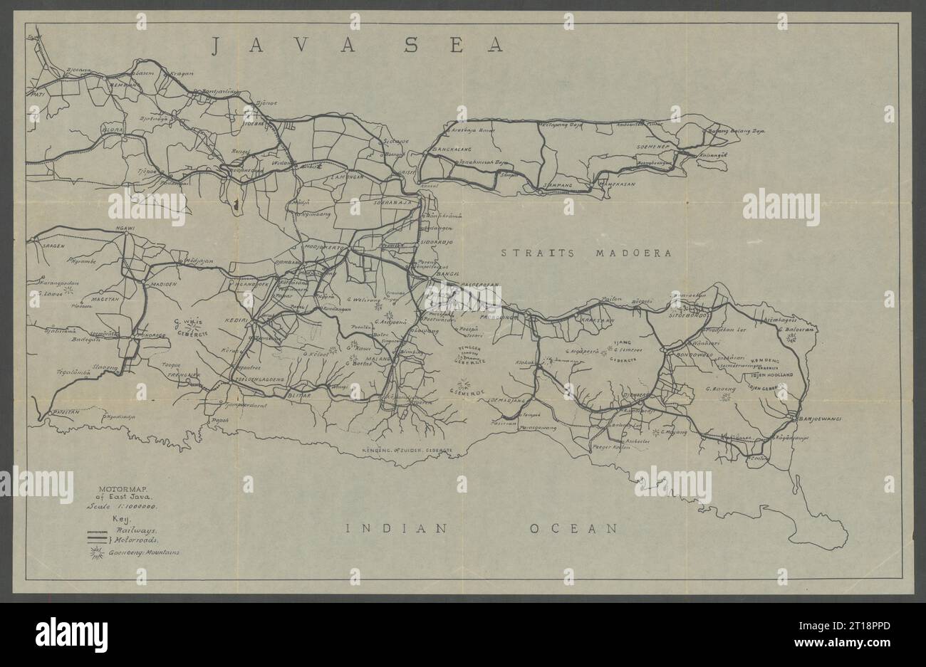 Motoring map of East Java, Indonesia. VAN STOCKUM 1930 old vintage ...