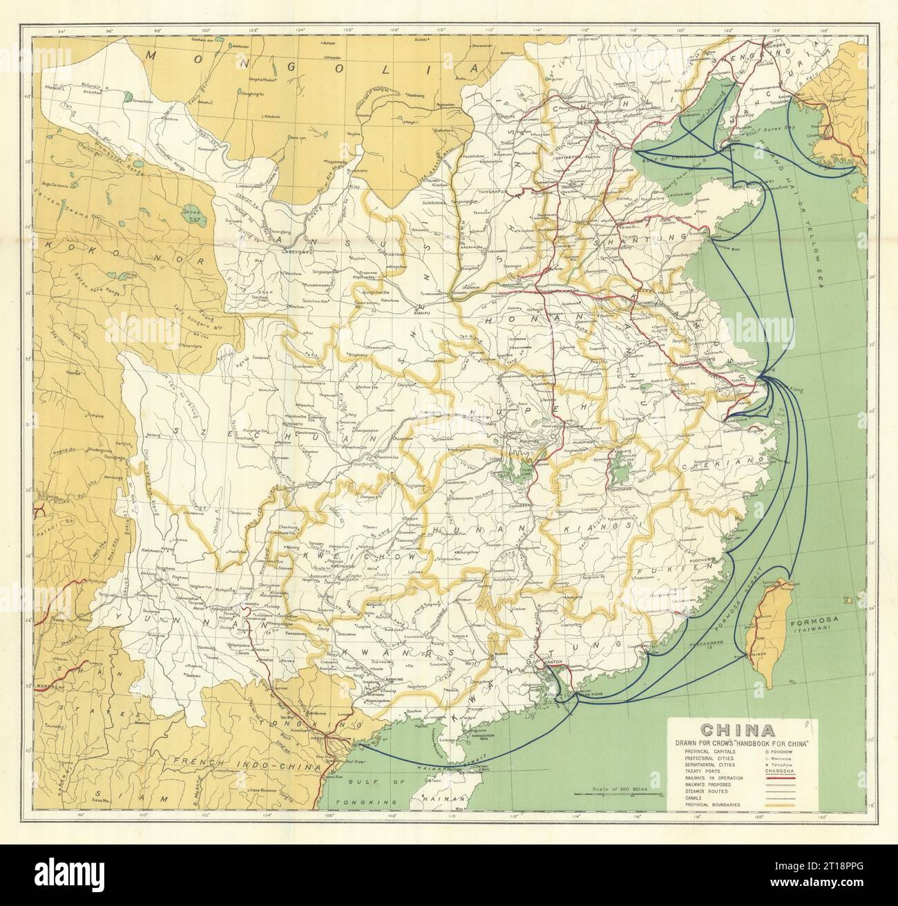 China - drawn for Carl Crow's Handbook 1921 old antique vintage map ...
