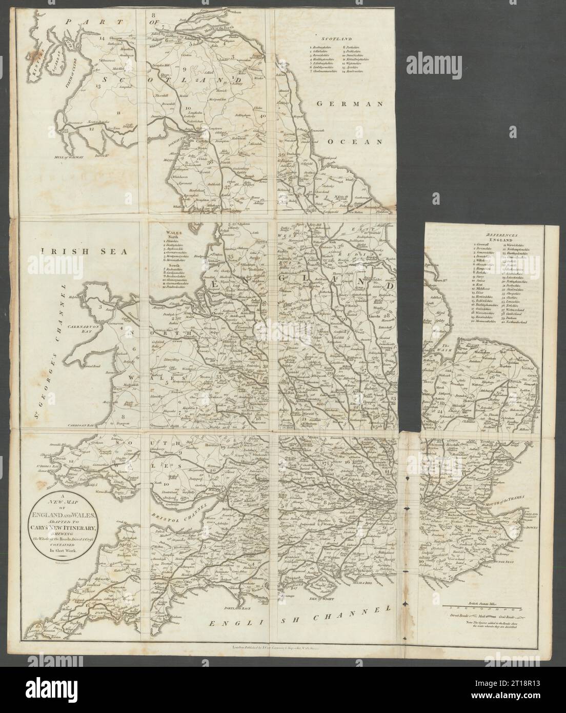 A New Map of England and Wales' by John CARY. Roads. Antique map 1815 ...