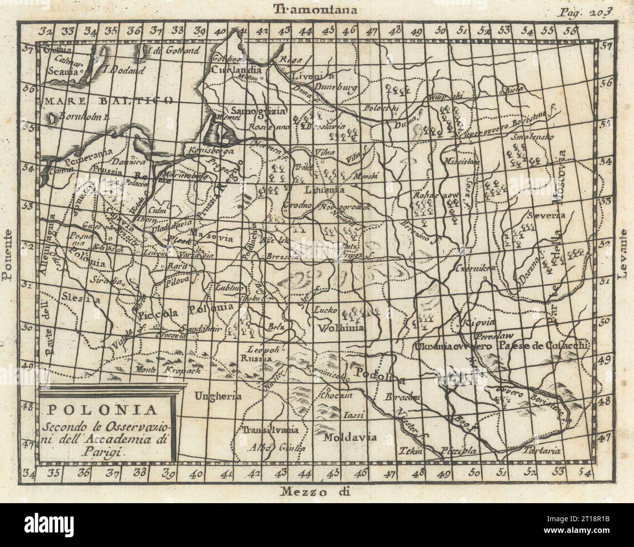 'Polonia'. Poland antique map by Claudio Buffier 1788 old chart Stock ...