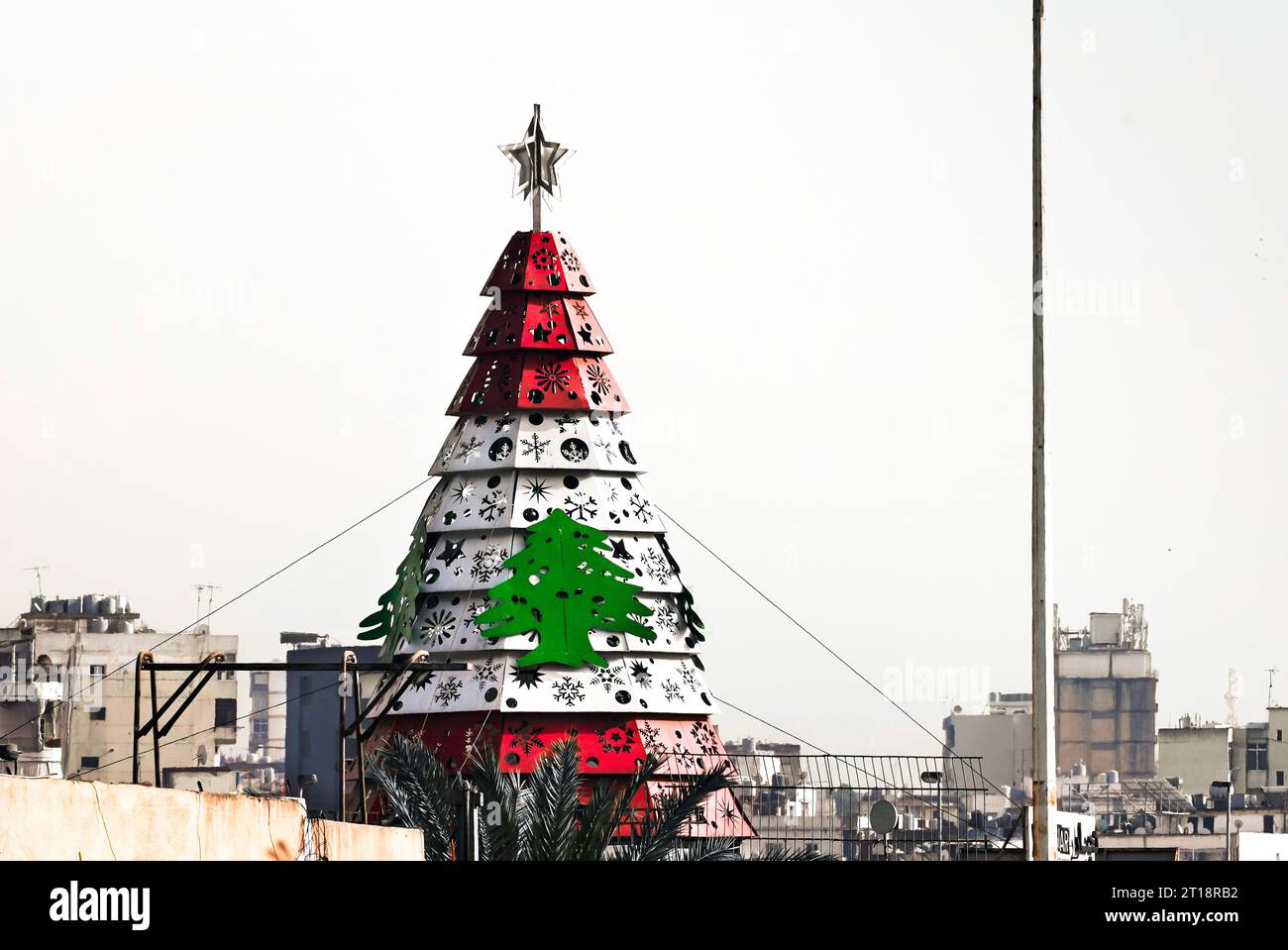 Lebanese red and white with green cedar tree, national symbol of the ...
