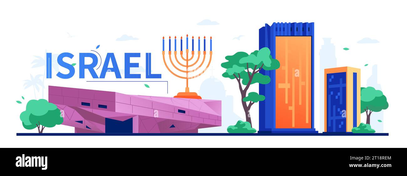 Modern and Orthodox Israel - colored vector illustration Stock Vector ...