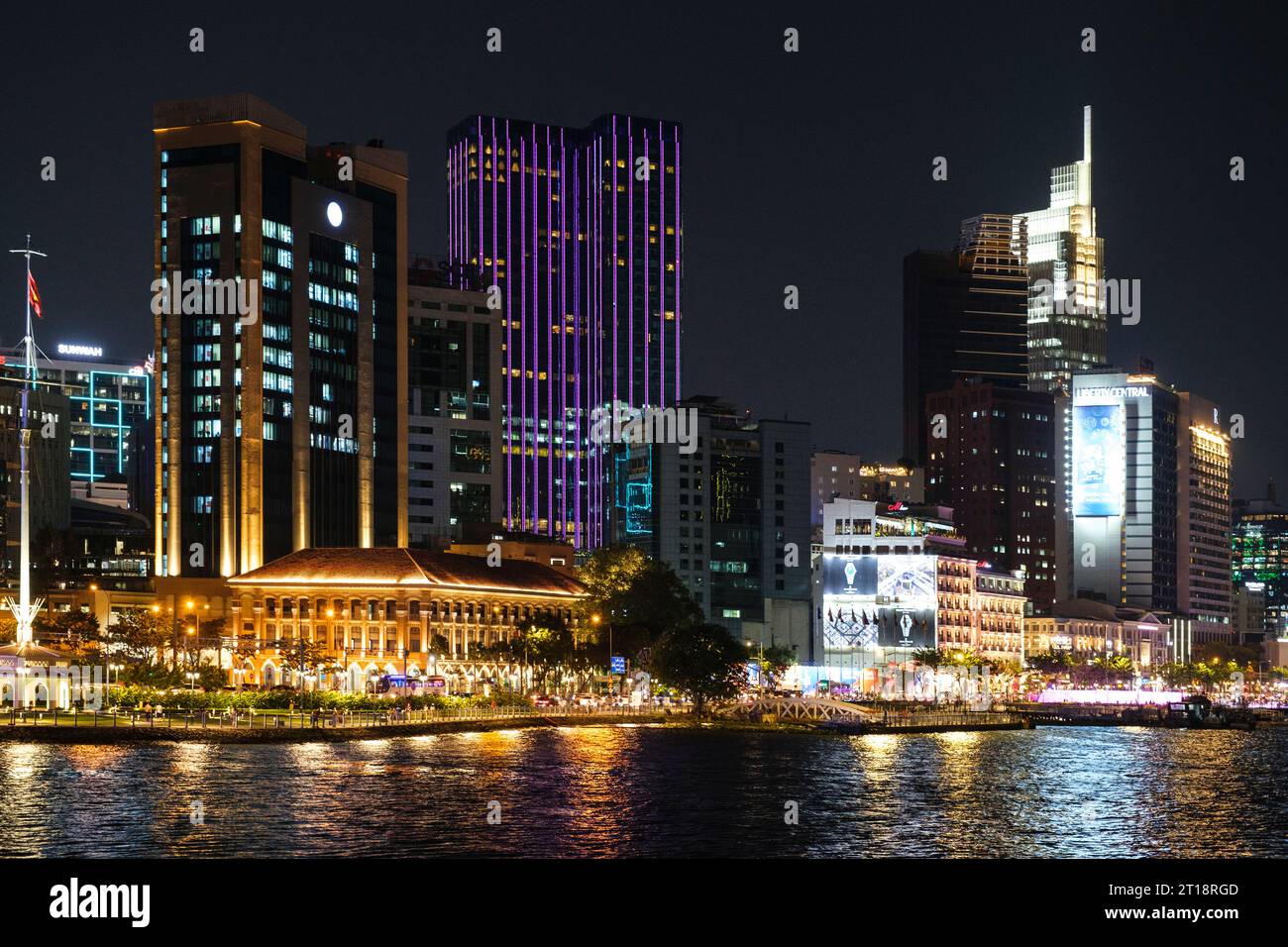 Ho Chi Minh, Vietnam. Saigon Riverside View at Night. Three-story ...
