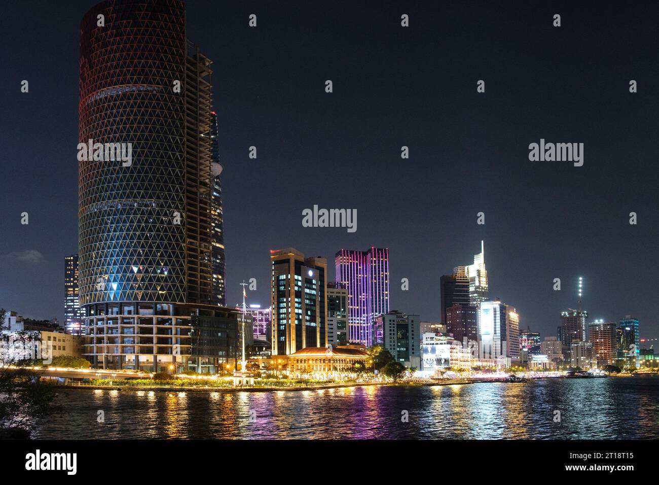 Ho Chi Minh, Vietnam. Saigon Riverside View at Night. Three-story ...