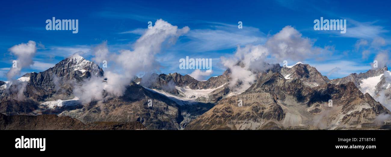 Swiss Alps Mountain range panorama near Zermatt, Switzerland Stock ...