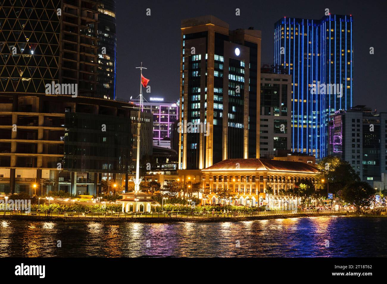 Ho Chi Minh, Vietnam. Saigon Riverside View at Night. Three-story ...