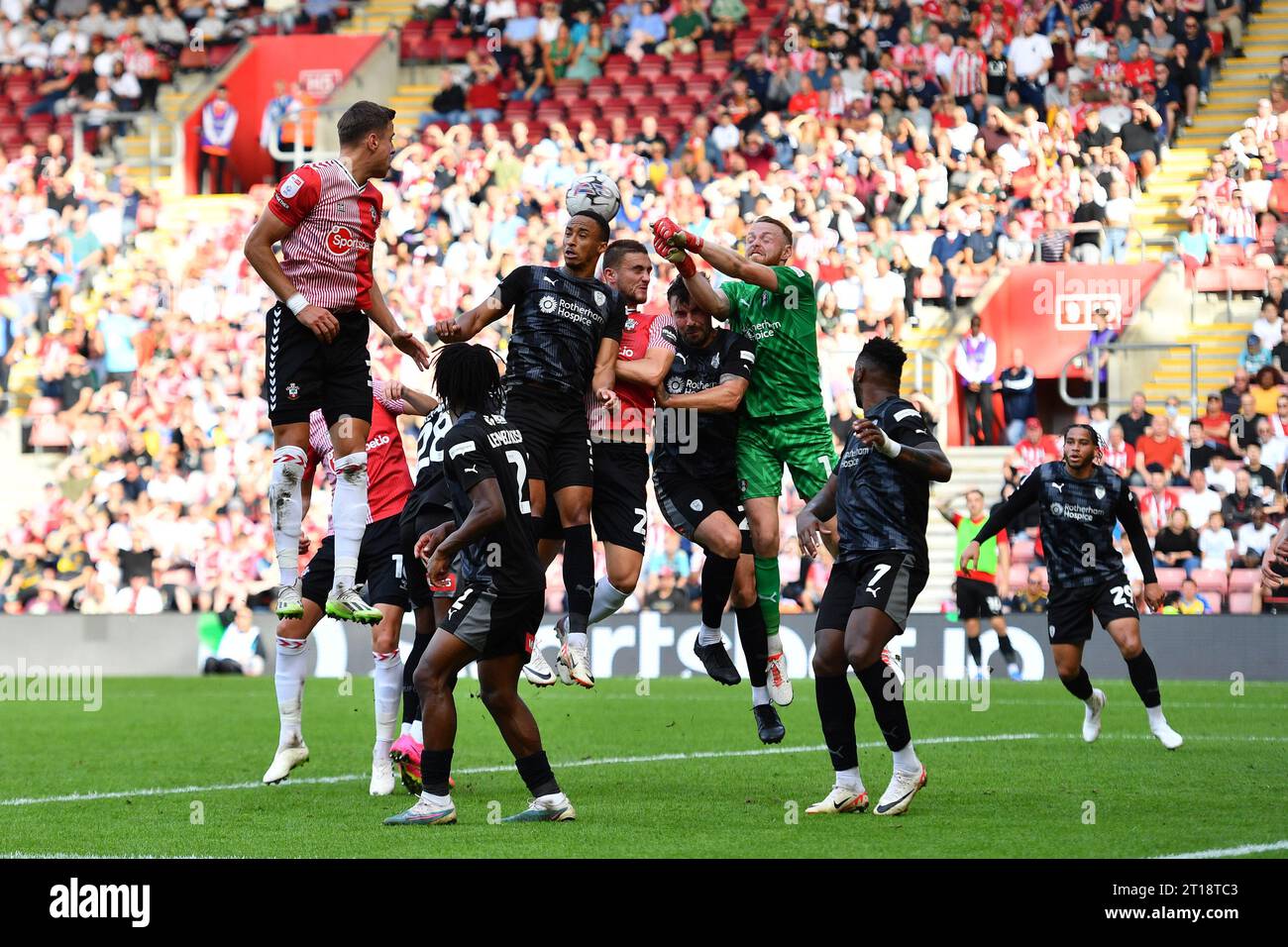 Viktor Johansson of Rotherham United punches clear - Southampton v ...