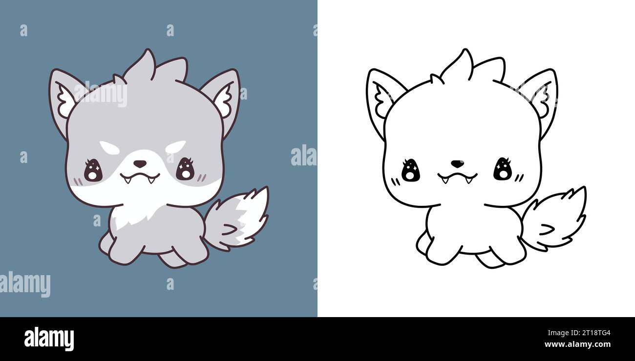 Vector Wolf Multicolored and Black and White. Beautiful Clip Art Forest ...