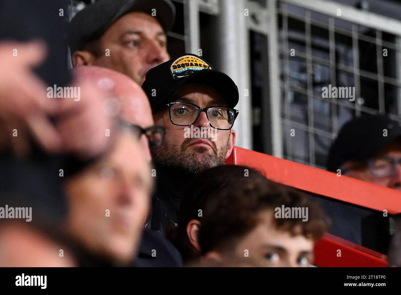 Ex Southampton and Stoke manager Nathan Jones is seen in the stands ...