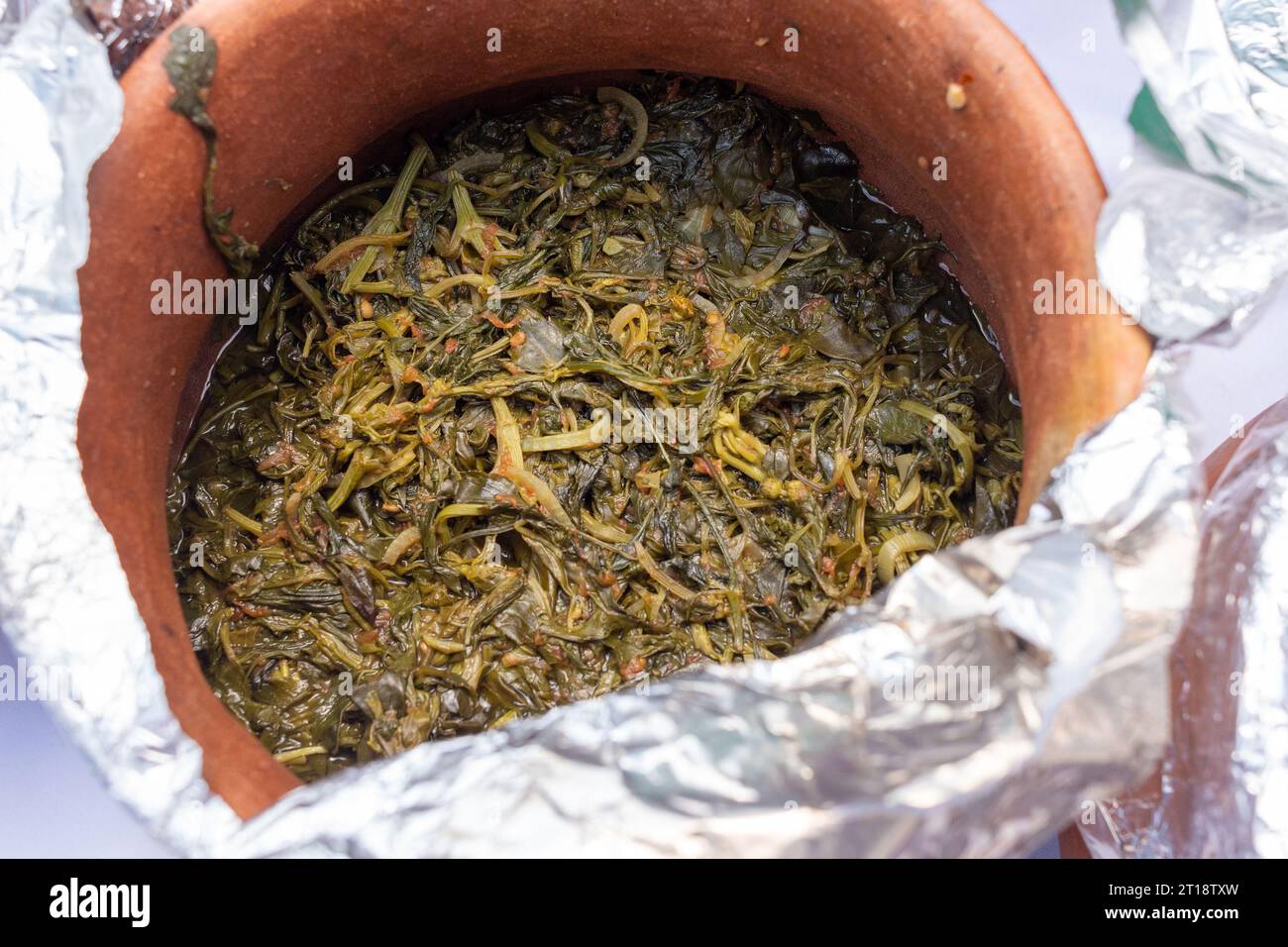 Traditional African Amaranthus Spinosus Leaves Stew, commonly known as ...