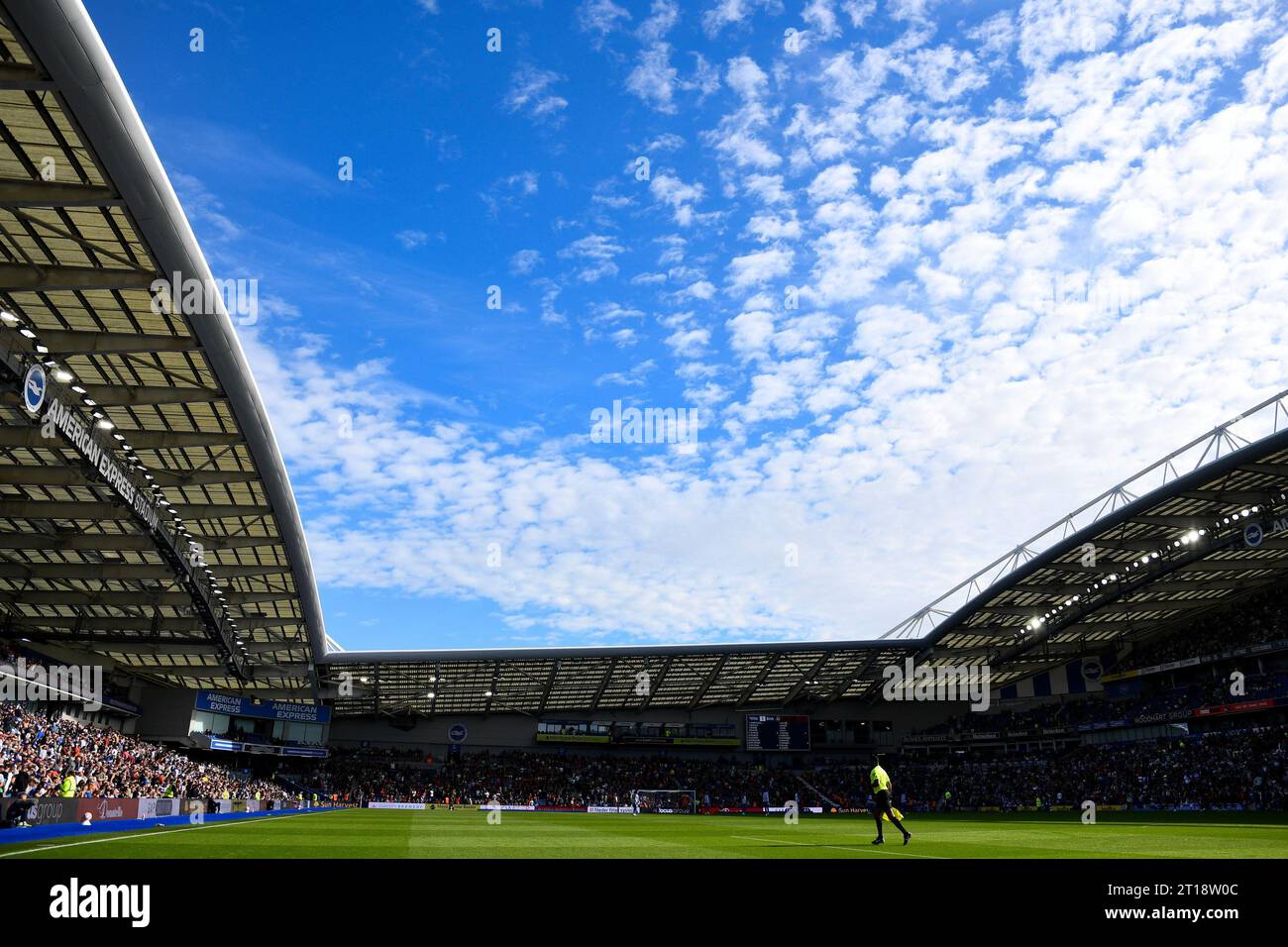 A general view of the stadium as Assistant Referee Akil Howson runs ...