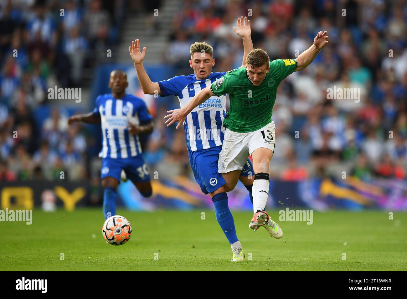 Billy Gilmour of Brighton and Hove Albion and Matt Targett of Newcastle ...