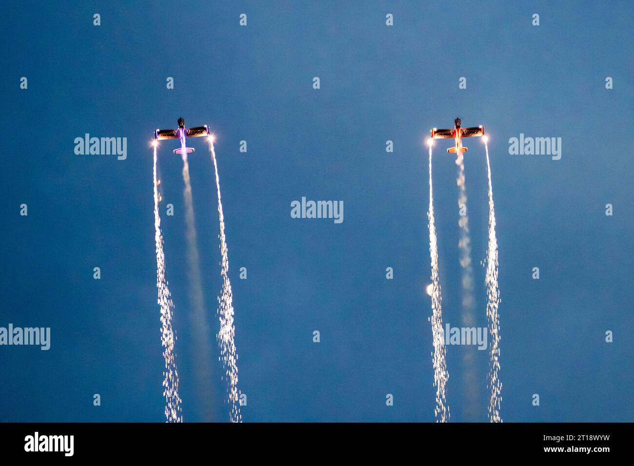 The Firebirds night display using fireworks and LED lights at the 2023 ...