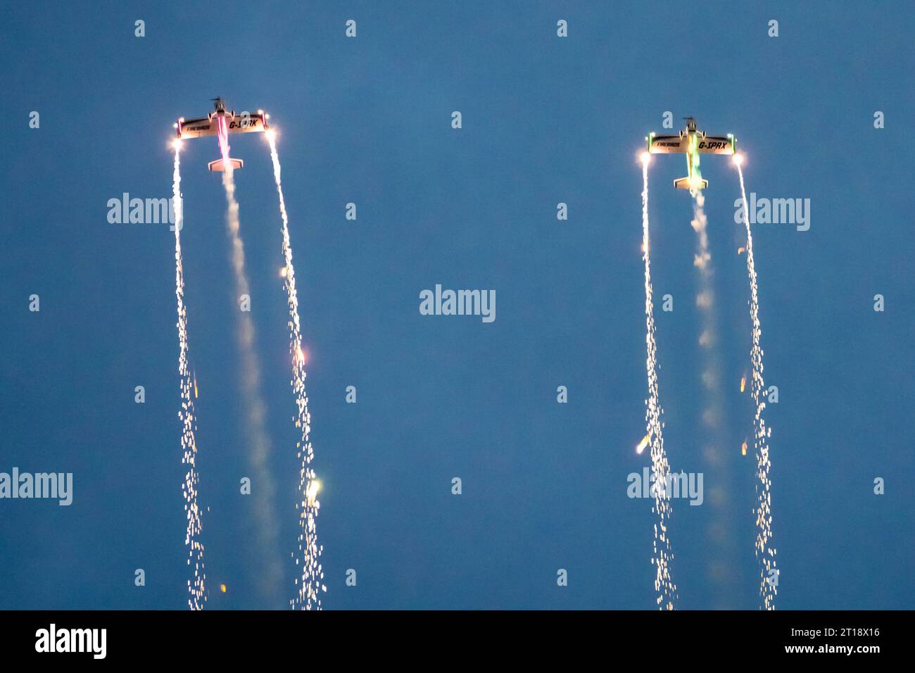 The Firebirds night display using fireworks and LED lights at the 2023 ...