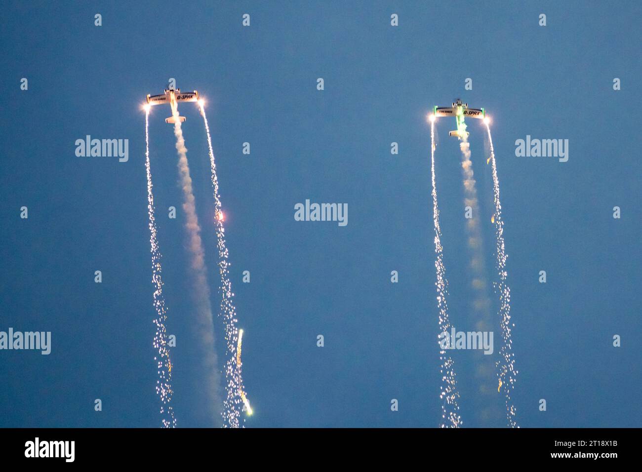 The Firebirds night display using fireworks and LED lights at the 2023 ...