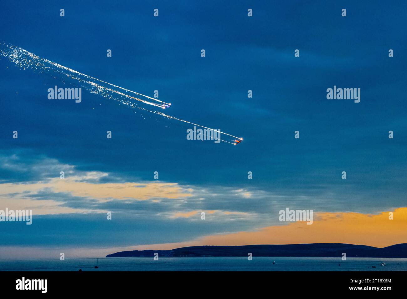 The Firebirds night display using fireworks and LED lights at the 2023 ...