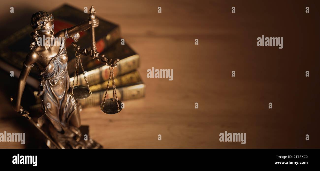 Law concept with lady justice and books, copy space Stock Photo - Alamy