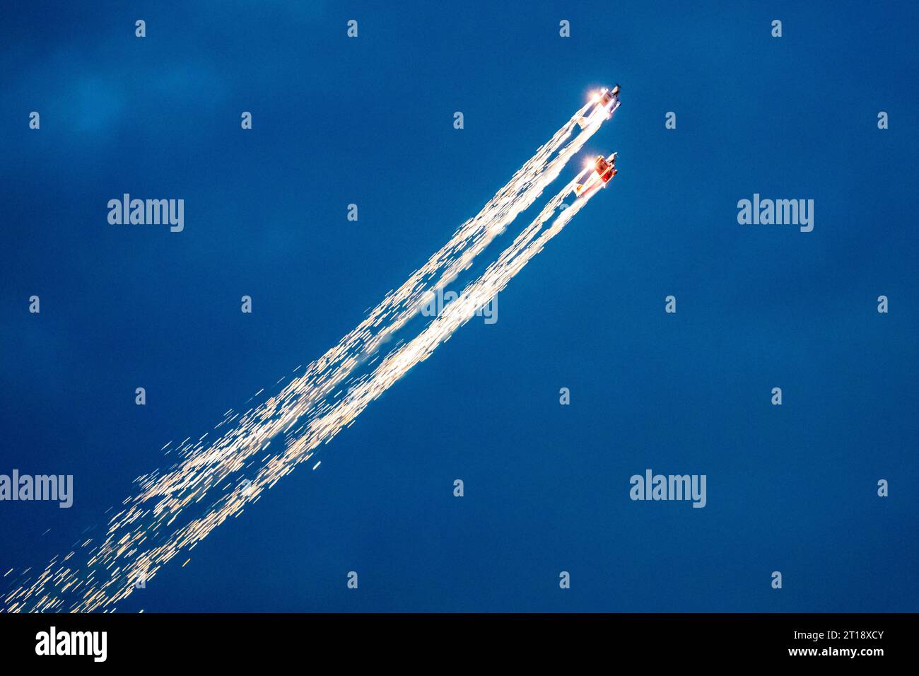 The Firebirds night display using fireworks and LED lights at the 2023 ...