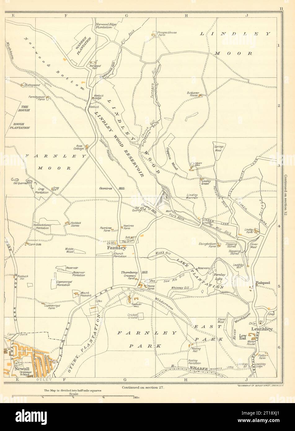 YORKSHIRE Lindley Moor Wood Farnley Leathley Springs Otley Newall 1935 ...