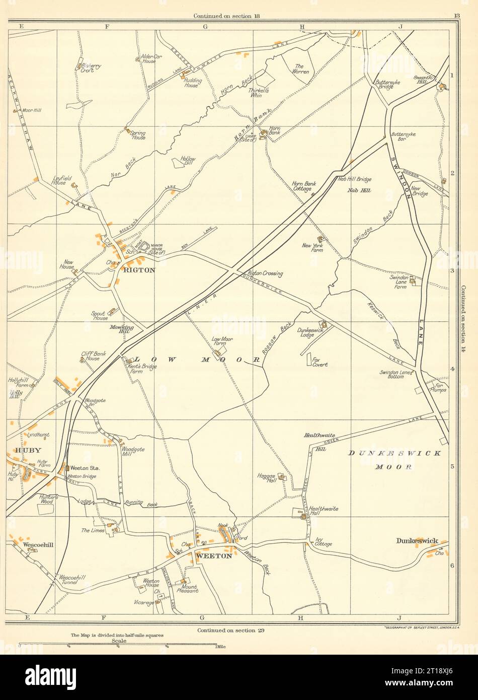 YORKSHIRE Rigton Low Moor Dunkeswick Moor Dunkeswick Weeton Huby 1935 ...