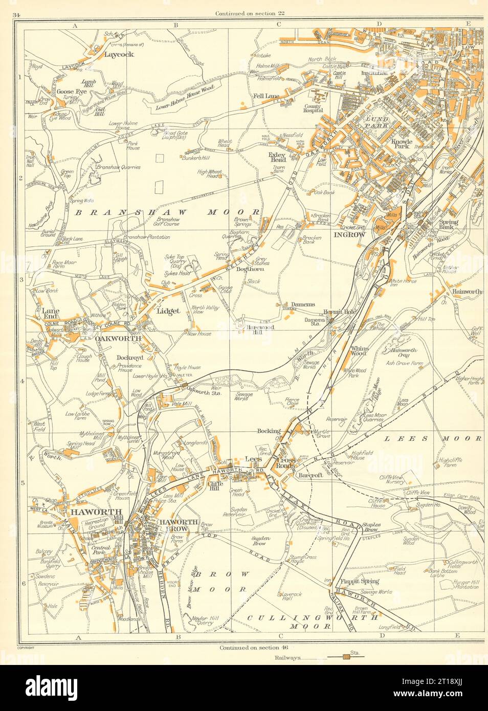 KEIGHLEY Branshaw Moor Lidget Ingrow Laycock Haworth Oakworth 1935 old ...