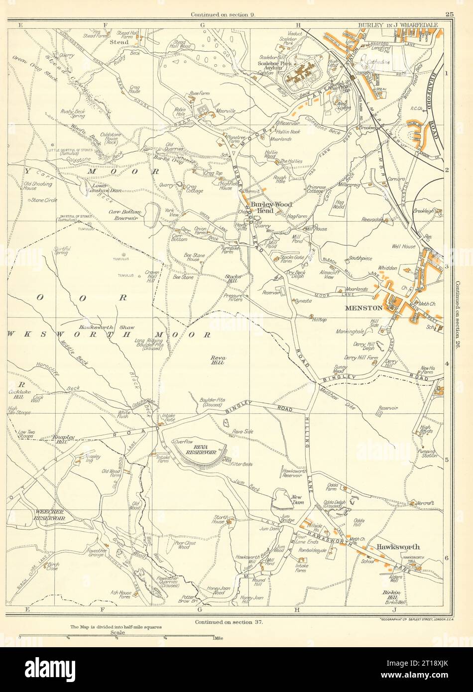 YORKSHIRE Hawksworth Menston Burley in Wharfedale Wood Head 1935 old ...