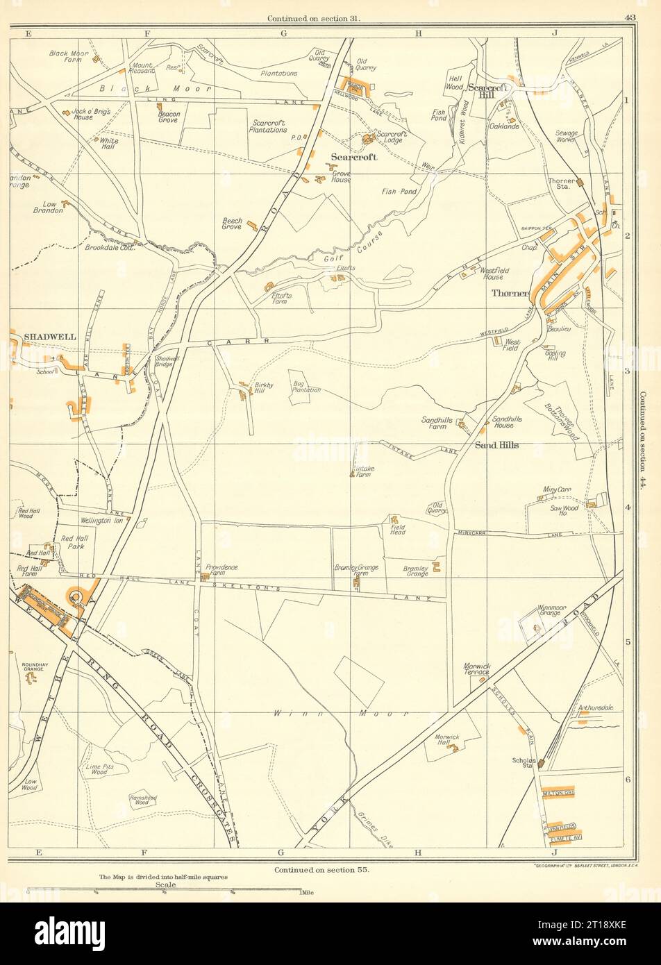 YORKSHIRE Shadwell Sand Hills Scarcroft Hill Thorner Morwick Hall 1935 ...