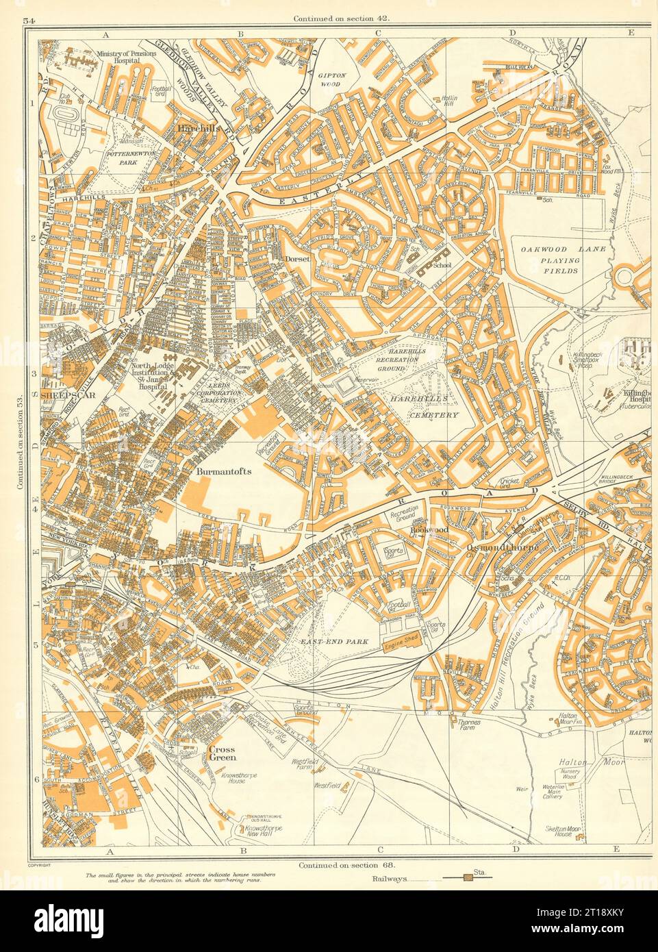 LEEDS Burmantofts Sheepscar Harehills Osmondthorpe Rookwood 1935 old ...