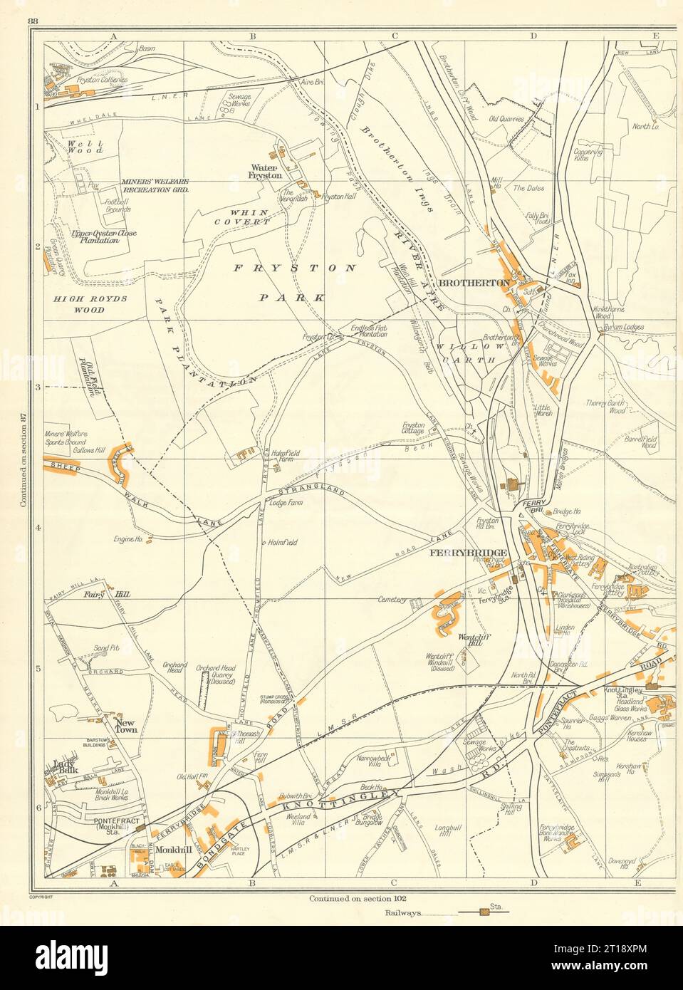 YORKSHIRE Fryston Park Ferrybridge New town Monkhill Brotherton Water ...