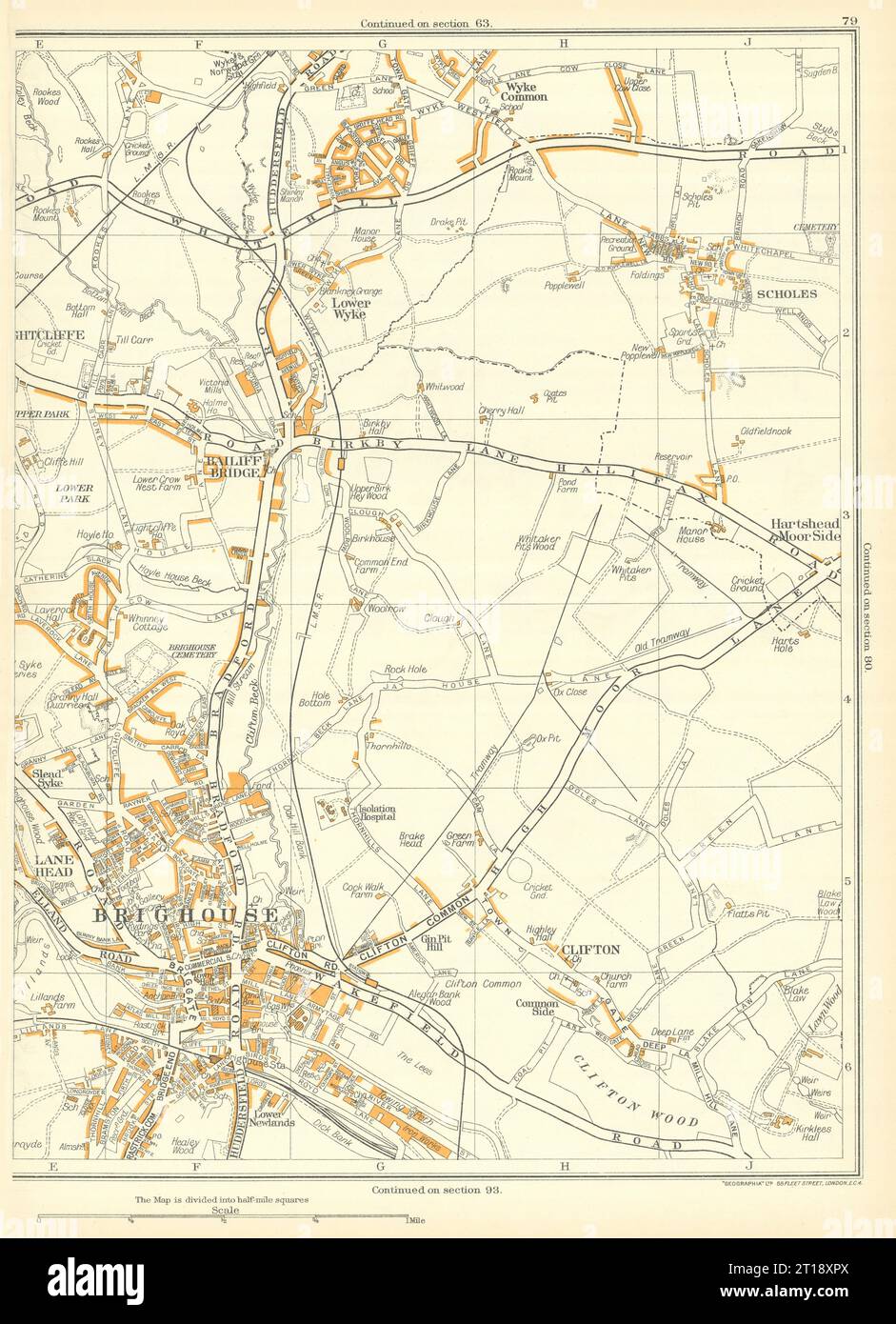 BRIGHOUSE Clifton Scholes Lower Park Bailiff Bridge Wyke 1935 old ...