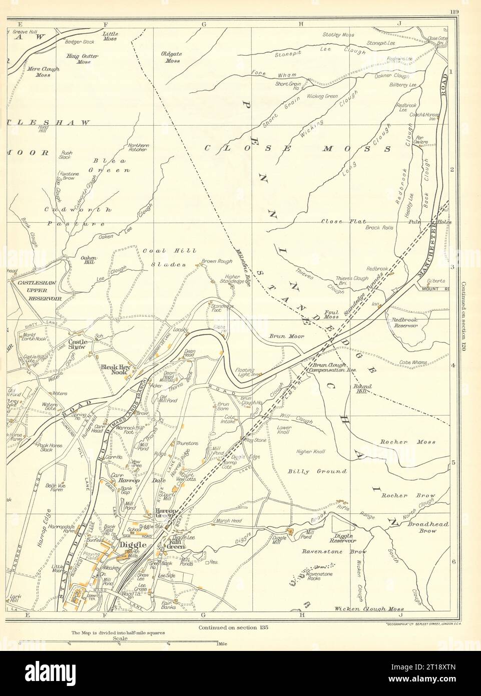 YORKSHIRE Diggle Harrop Dale Castle Shaw Standedge Bleak Hey Nook 1935 ...